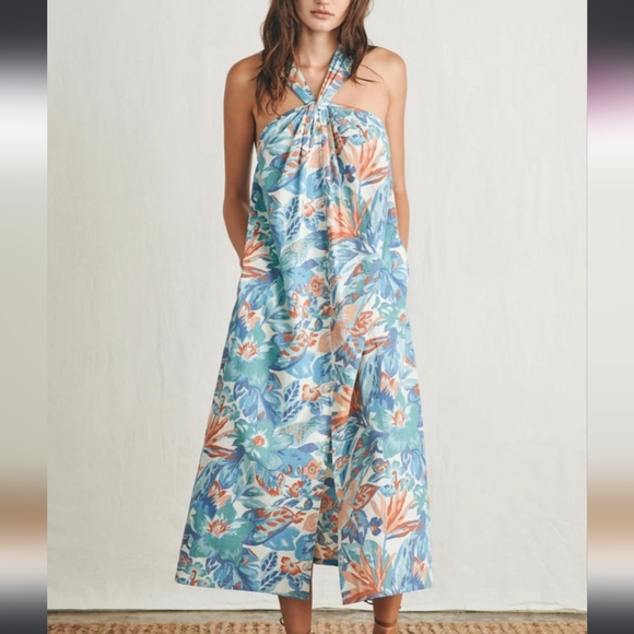 Faherty | Dresses | Faherty Bay Twist Foral Halter Maxi Dress Large ...